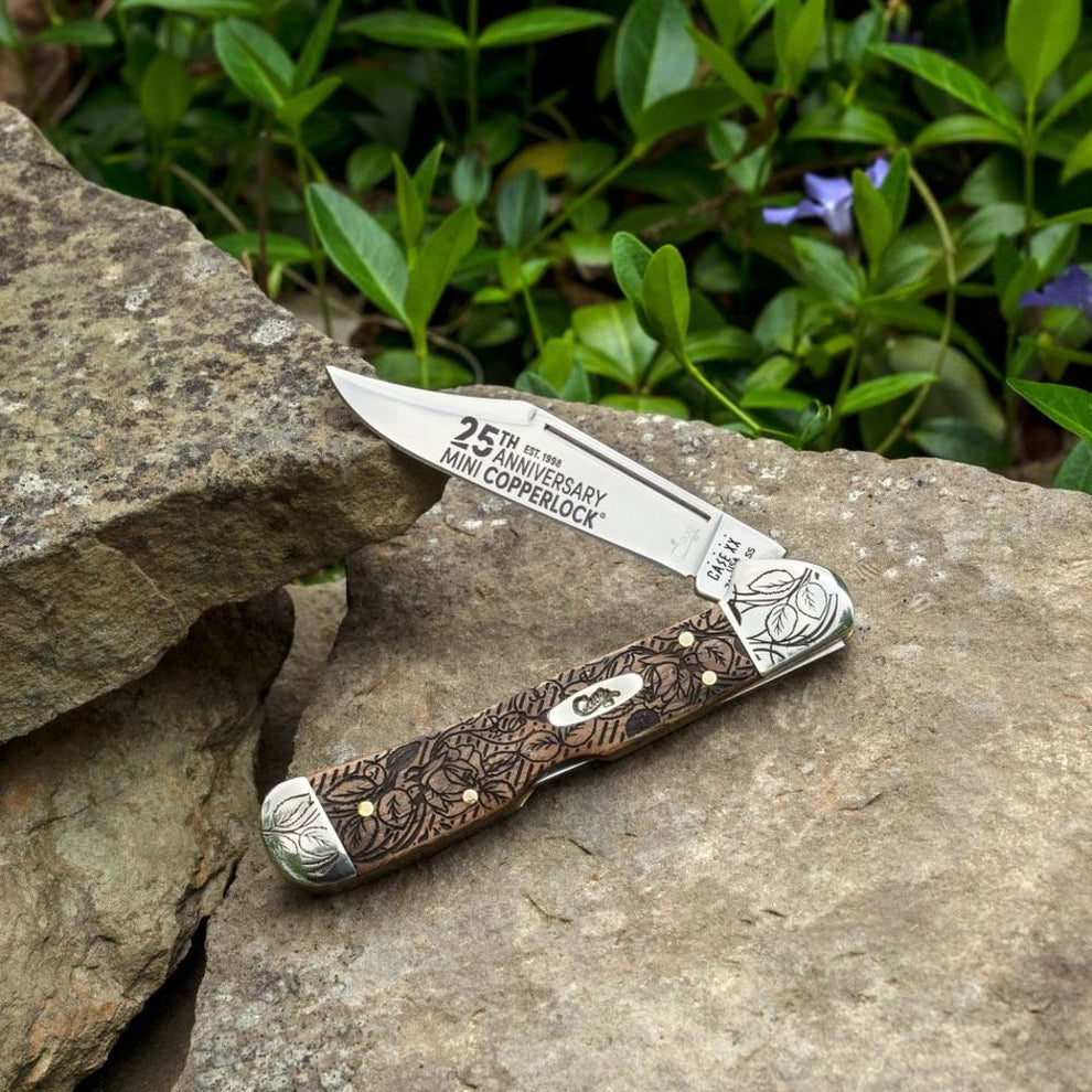 Case® | Smooth Natural Curly Oak Mini CopperLock® – caseknives.com